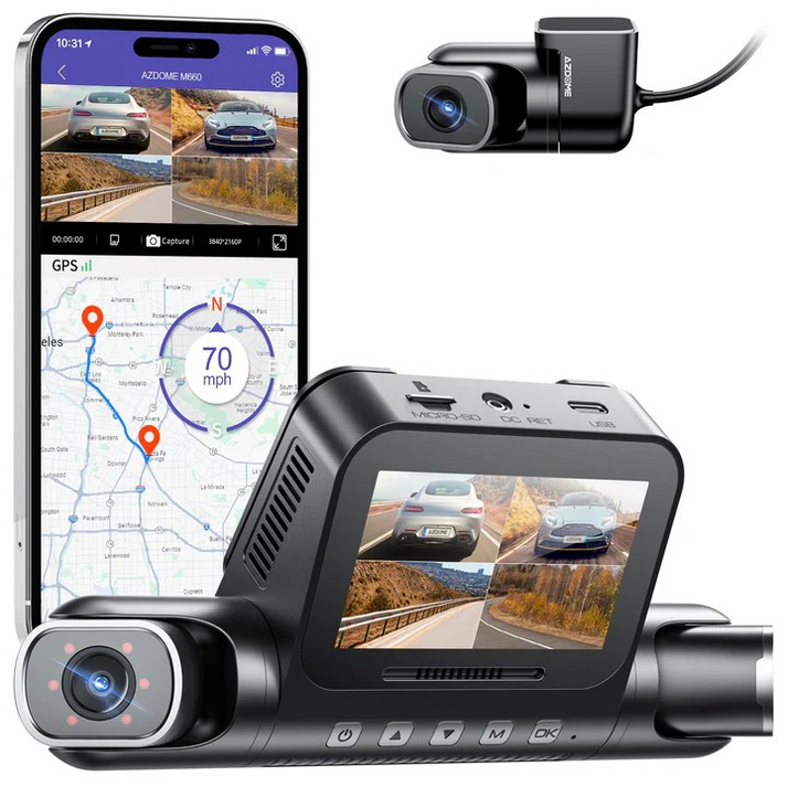 dashcame Azdome DashCam M660 4K 360° Ultra HD with Smart Voice Control ...